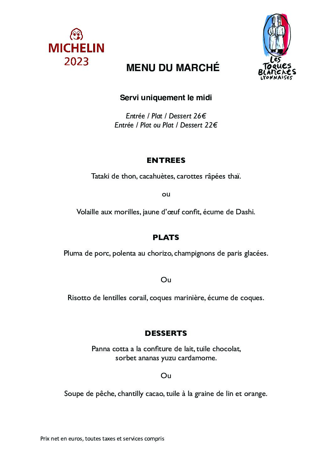 Carte & Menus - Le Zeste Gourmand